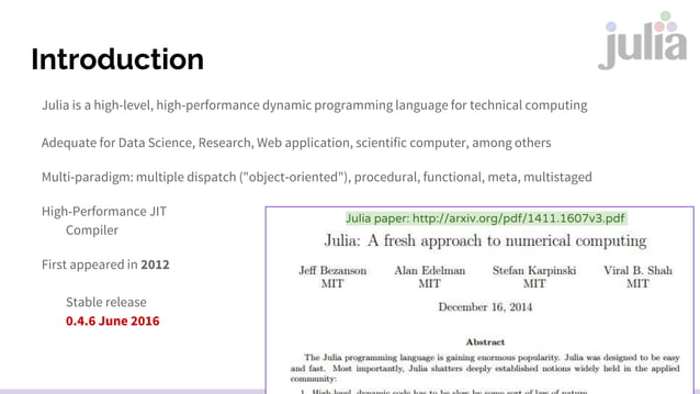Introduction to Julia Language | PPTX