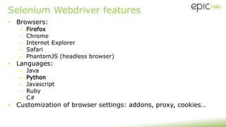 2016 09-09 - Selenium Webdriver - Fundamentals + Hands-on! | PPTX | Browsers | Computer Software ...