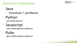 2016 09-09 - Selenium Webdriver - Fundamentals + Hands-on! | PPTX | Browsers | Computer Software ...