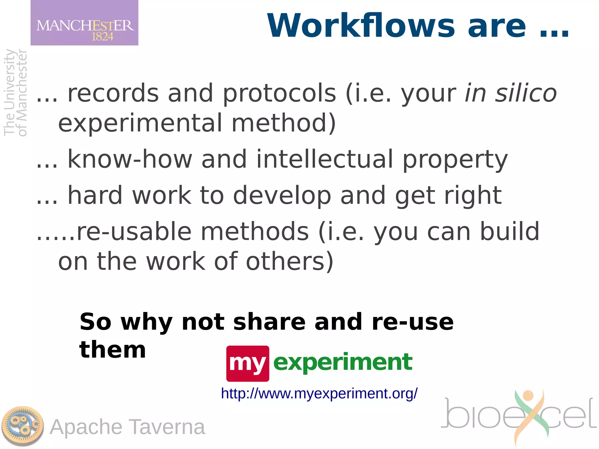 2016 10 20 Bioexcel Building Workflows With Apache Taverna Ppt