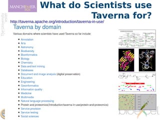 2016-10-20 BioExcel: Building Workflows with Apache Taverna | PPT