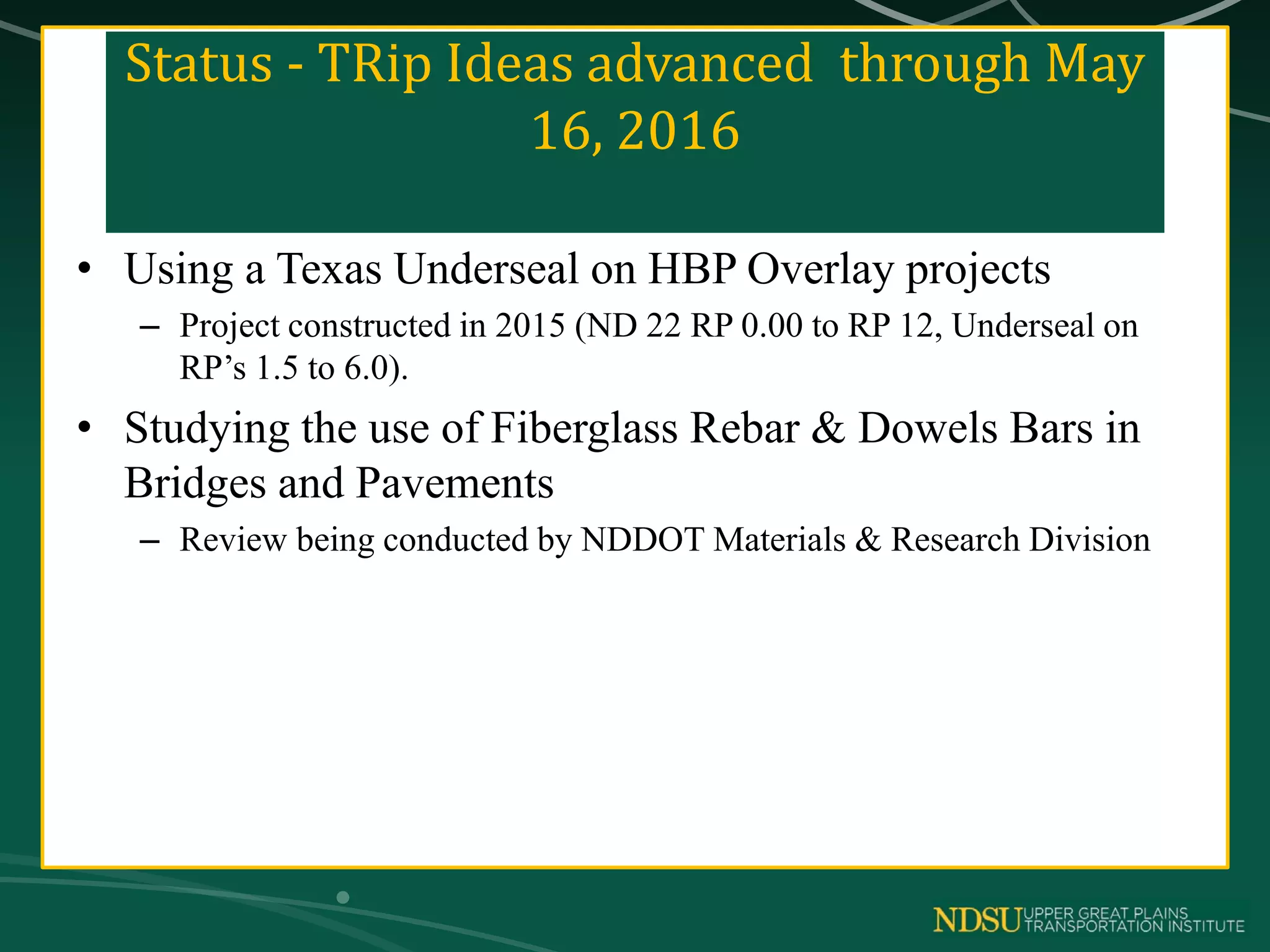 NDDOT TRansportation Innovation Program –TRIP | PDF