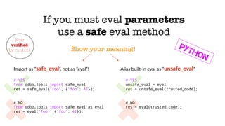 10 Rules for Safer Code [Odoo Experience 2016] | PPT