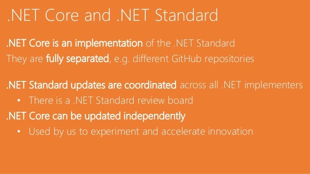 .NET Standard - .NET Core and Timelines .NET Standard - .NET Core and Timelines