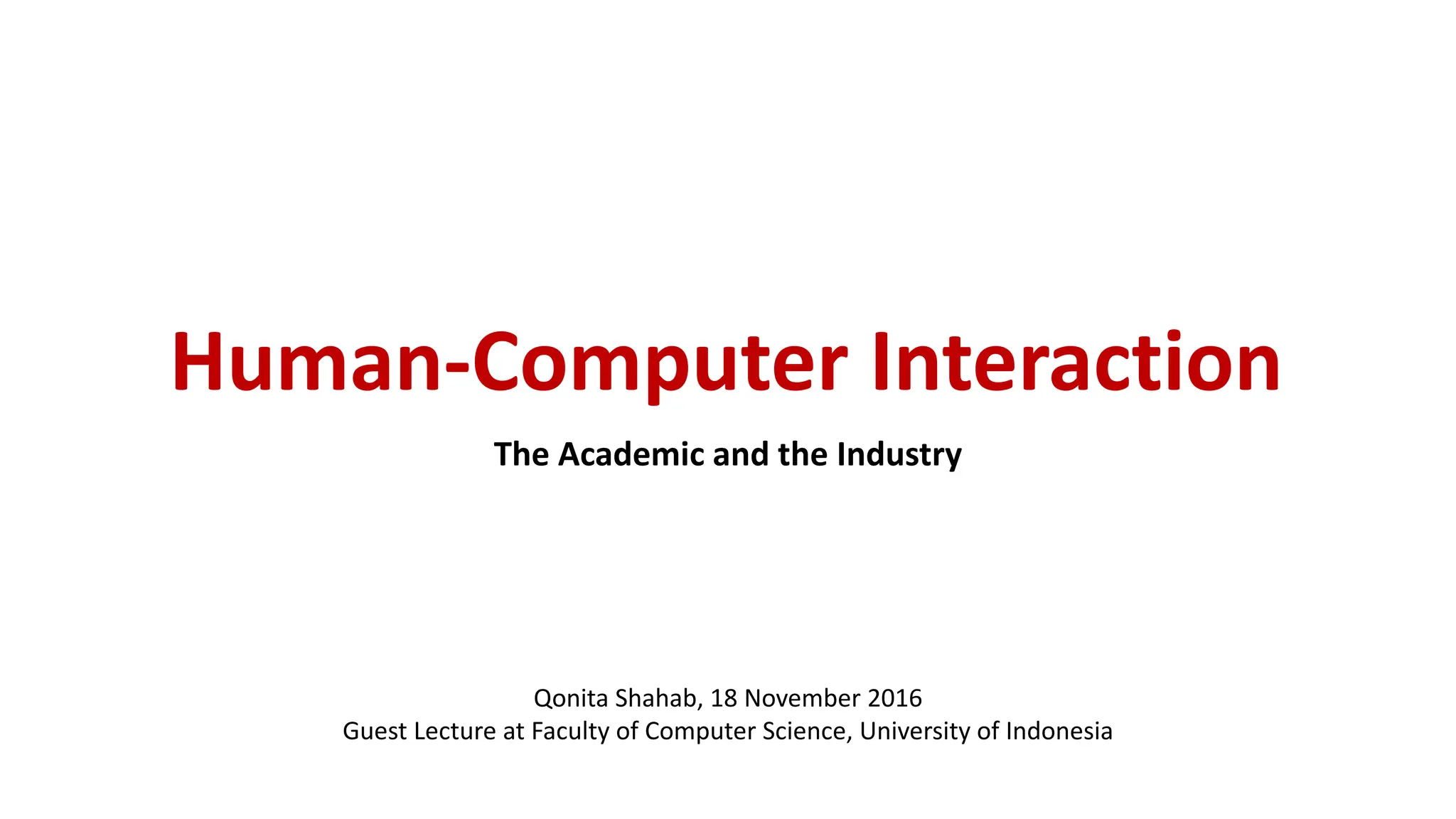 Human Computer Interaction: Academia and Industry | PDF