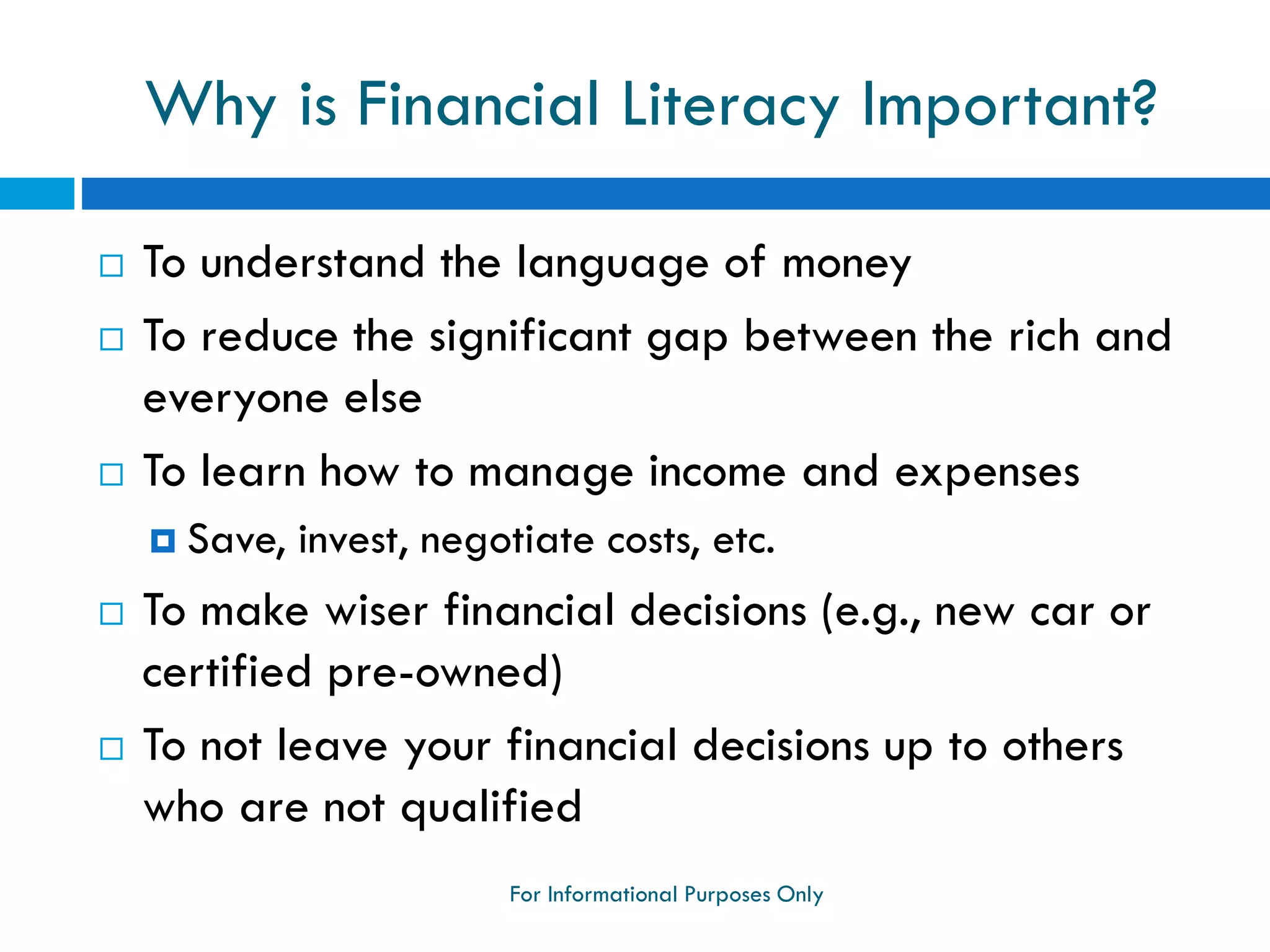 Financial Literacy Presentation | PDF