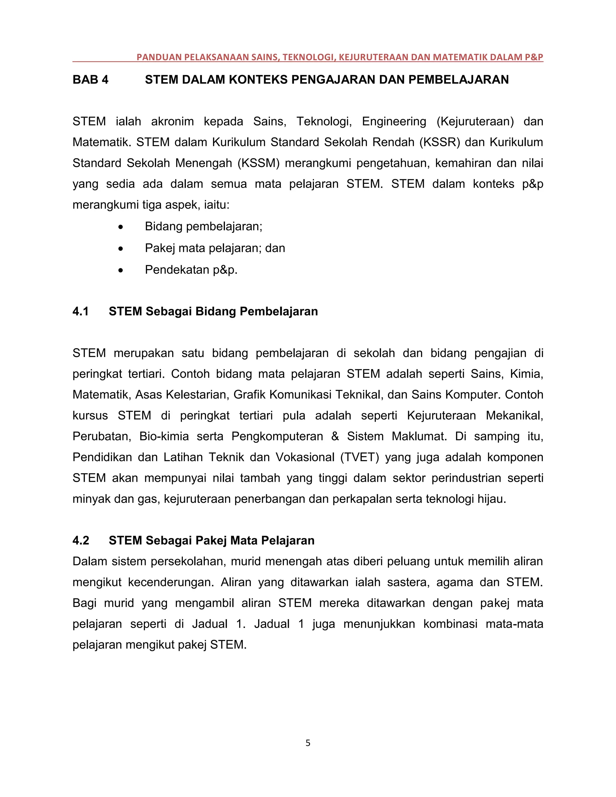 2016 12-26 panduan pelaksanaan stem dalam pembelajaran dan pengajaran | PDF