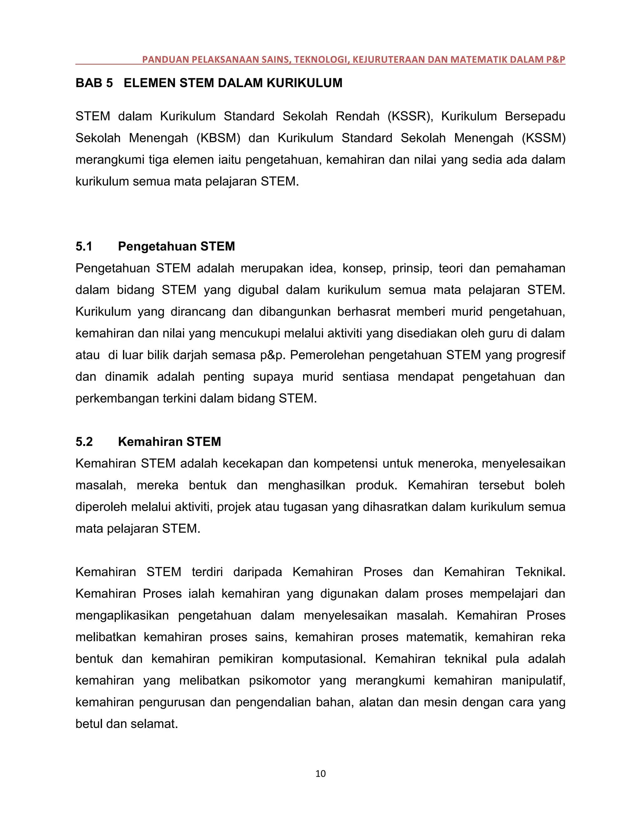 2016 12-26 panduan pelaksanaan stem dalam pembelajaran dan pengajaran | PDF