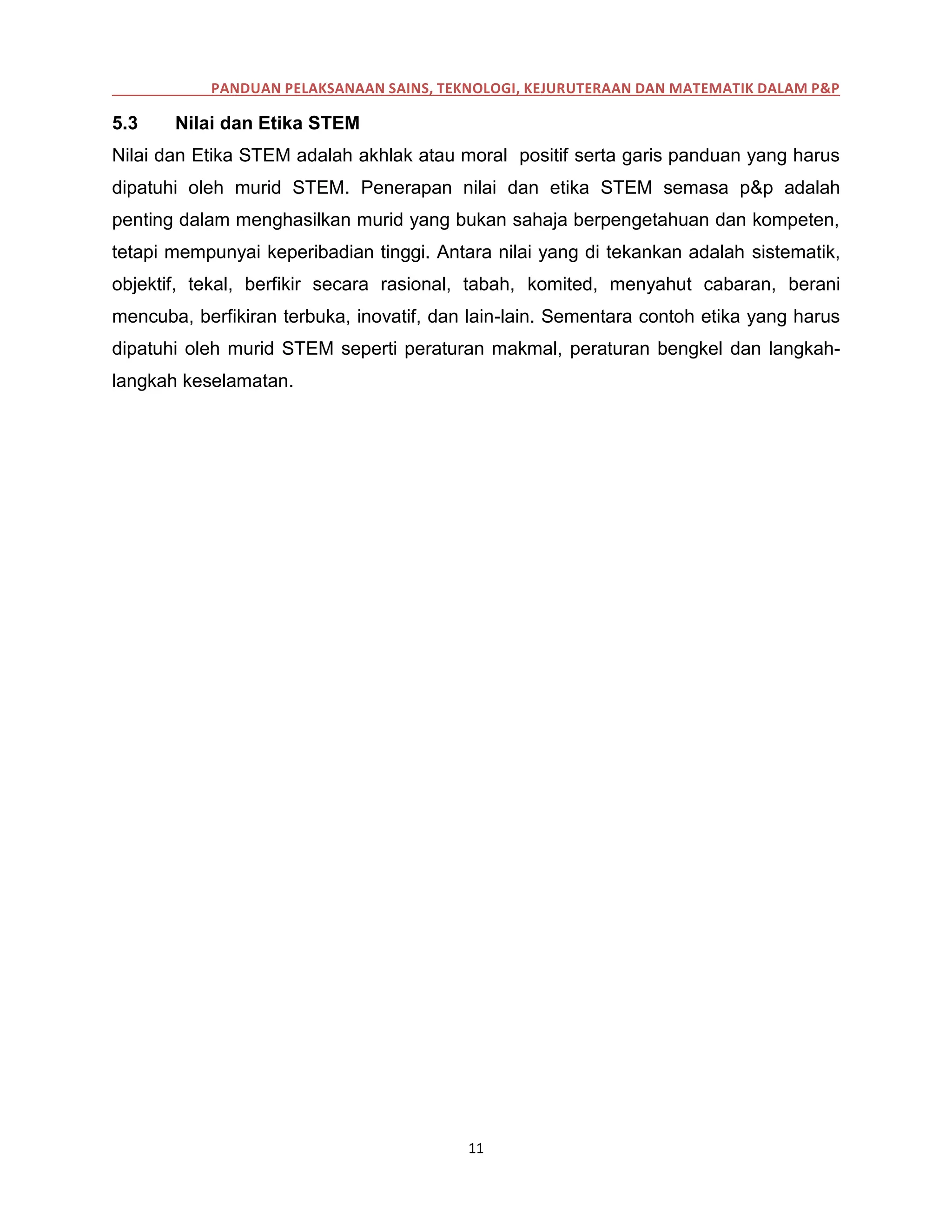 2016 12-26 panduan pelaksanaan stem dalam pembelajaran dan pengajaran | PDF