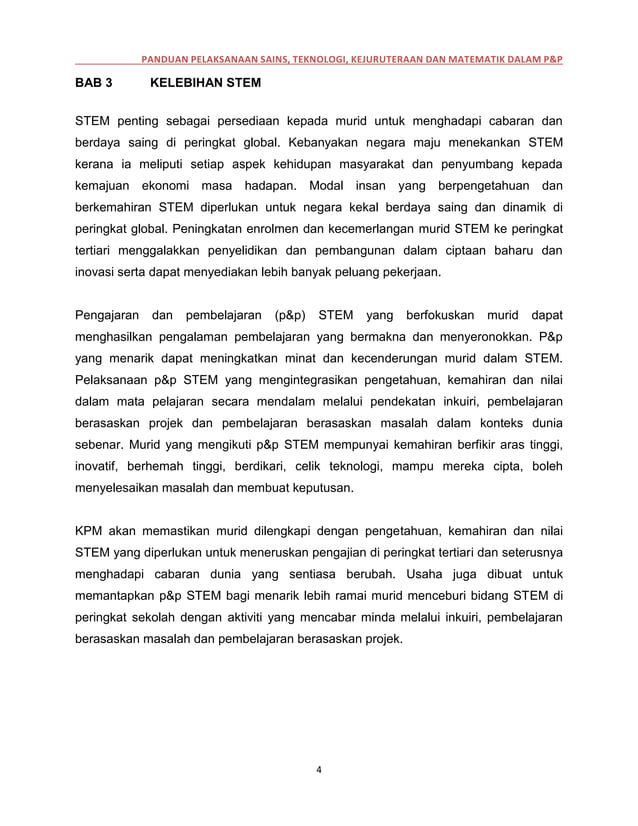 2016 12-26 panduan pelaksanaan stem dalam pembelajaran dan pengajaran | PDF