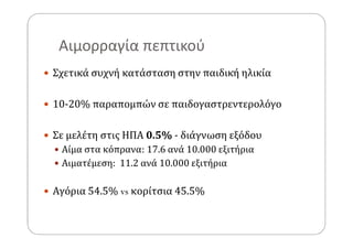 Διαγνωστική προσέγγιση και αντιμετώπιση του παιδιού με αιμορραγία από ...