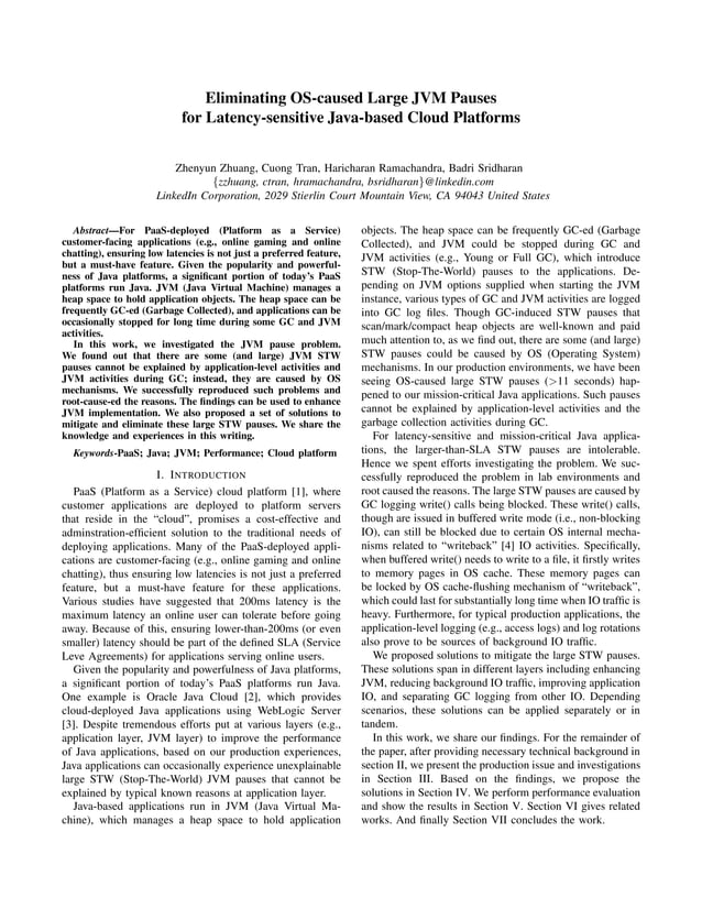 Eliminating Os Caused Large Jvm Pauses For Latency Sensitive Java Based Cloud Platforms Pdf