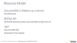 Azure DocumentDb Training - Accessing DocumentDb from .net