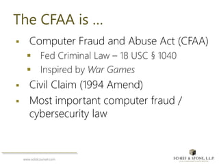 Federal Computer Fraud and Abuse Act & Texas Computer Hacking Statutes ...