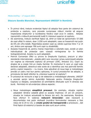 Discurs Sandie Blanchet media briefing adoptii | PDF