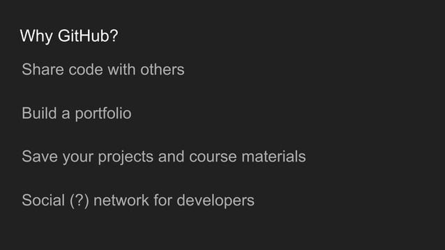 Introduction to GitHub (workshop) | PPT