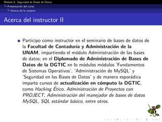 Presentación del Módulo 6. Seguridad en Base de Datos | PDF