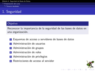 Presentación del Módulo 6. Seguridad en Base de Datos | PDF