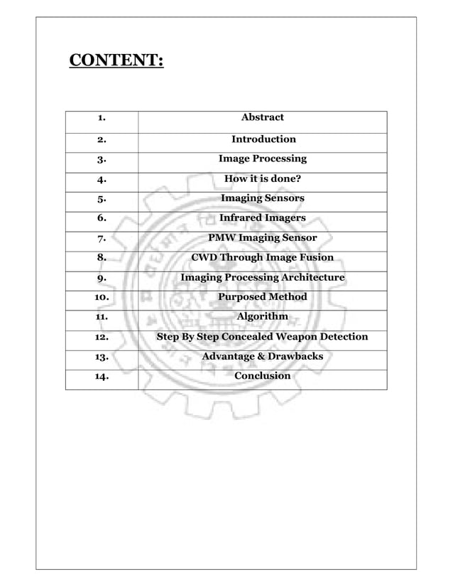 Concealed Weapon Detection | PDF