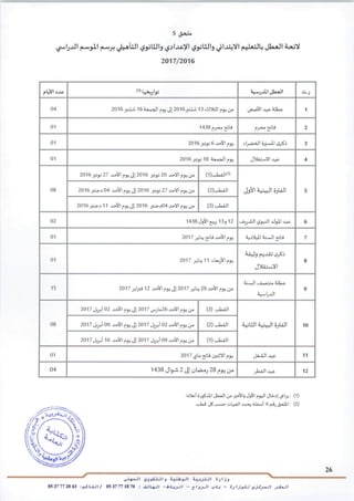 مقرر تنظيم السنة الدراسية 2016 2017 | PDF | Free Download