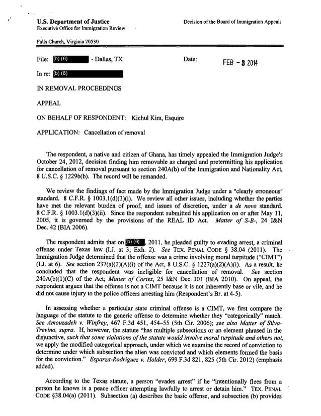 BIA Remands of Immigration Judge Michael Baird from 01/01/2014 to 05/…