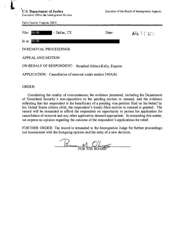 BIA Remands of Immigration Judge James Nugent from 01/01/2014 to 05/2…