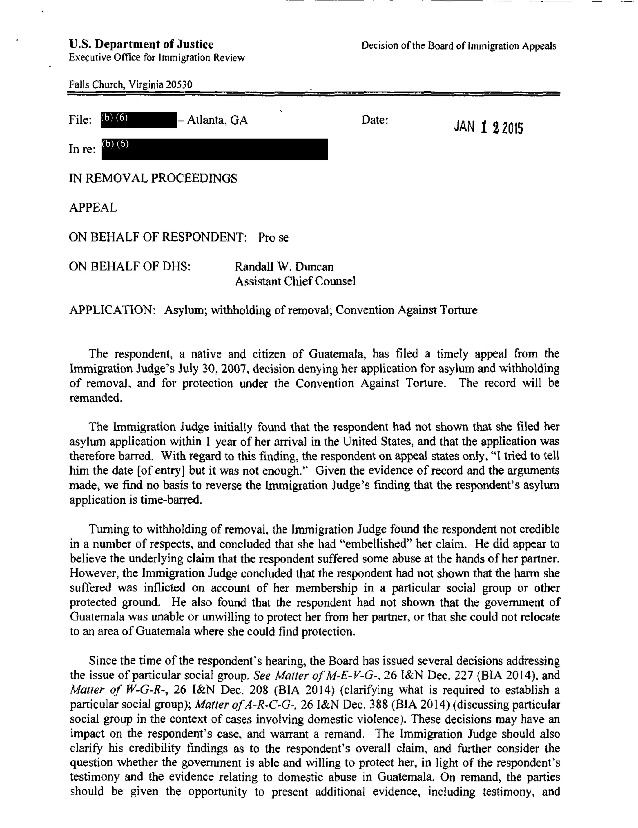 BIA Remands of Immigration Judge Dan Pelletier from 01/01/2014 to 05/26 ...