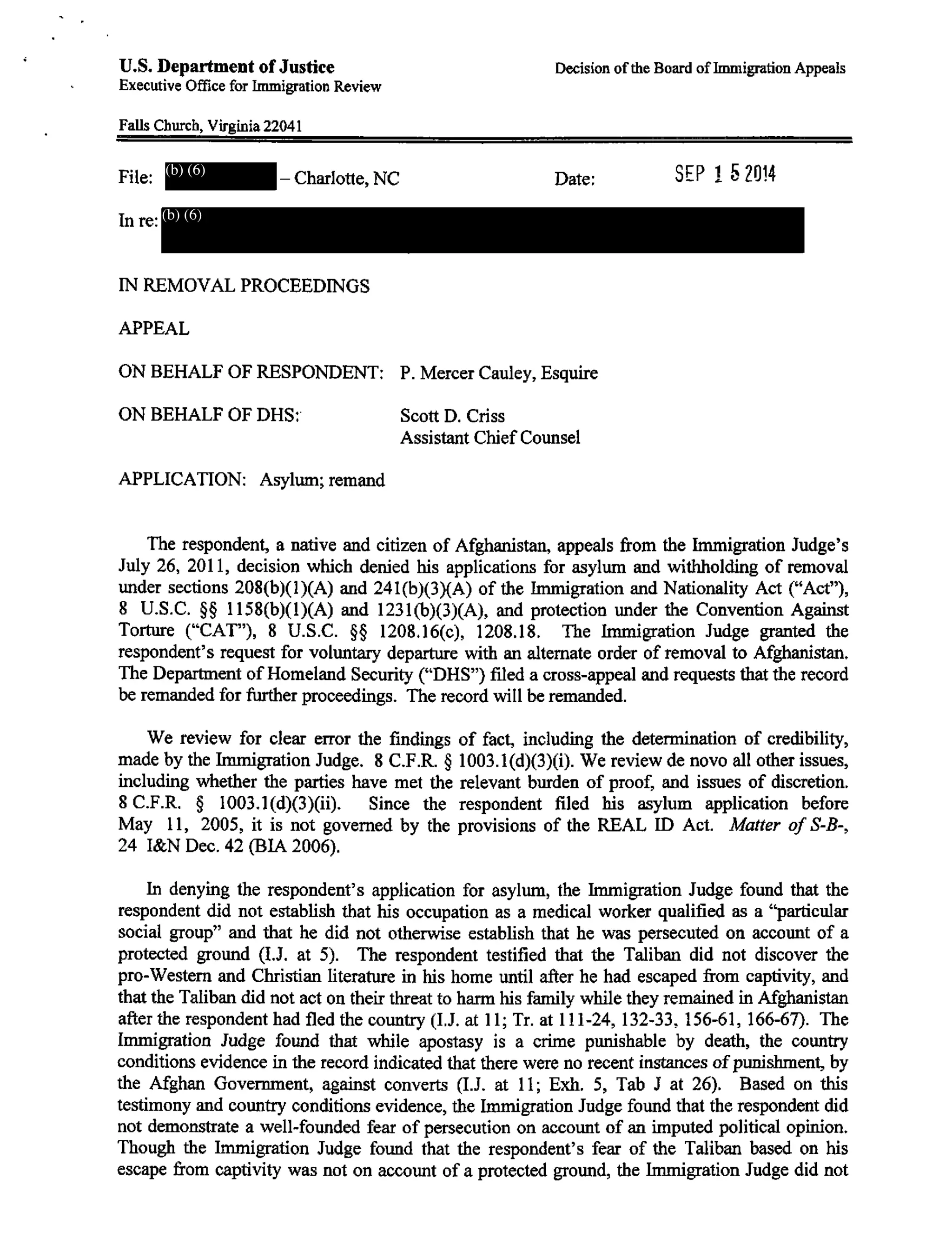 BIA Remands of Immigration Judge Barry Pettinato from 01/01/2014 to 05 ...