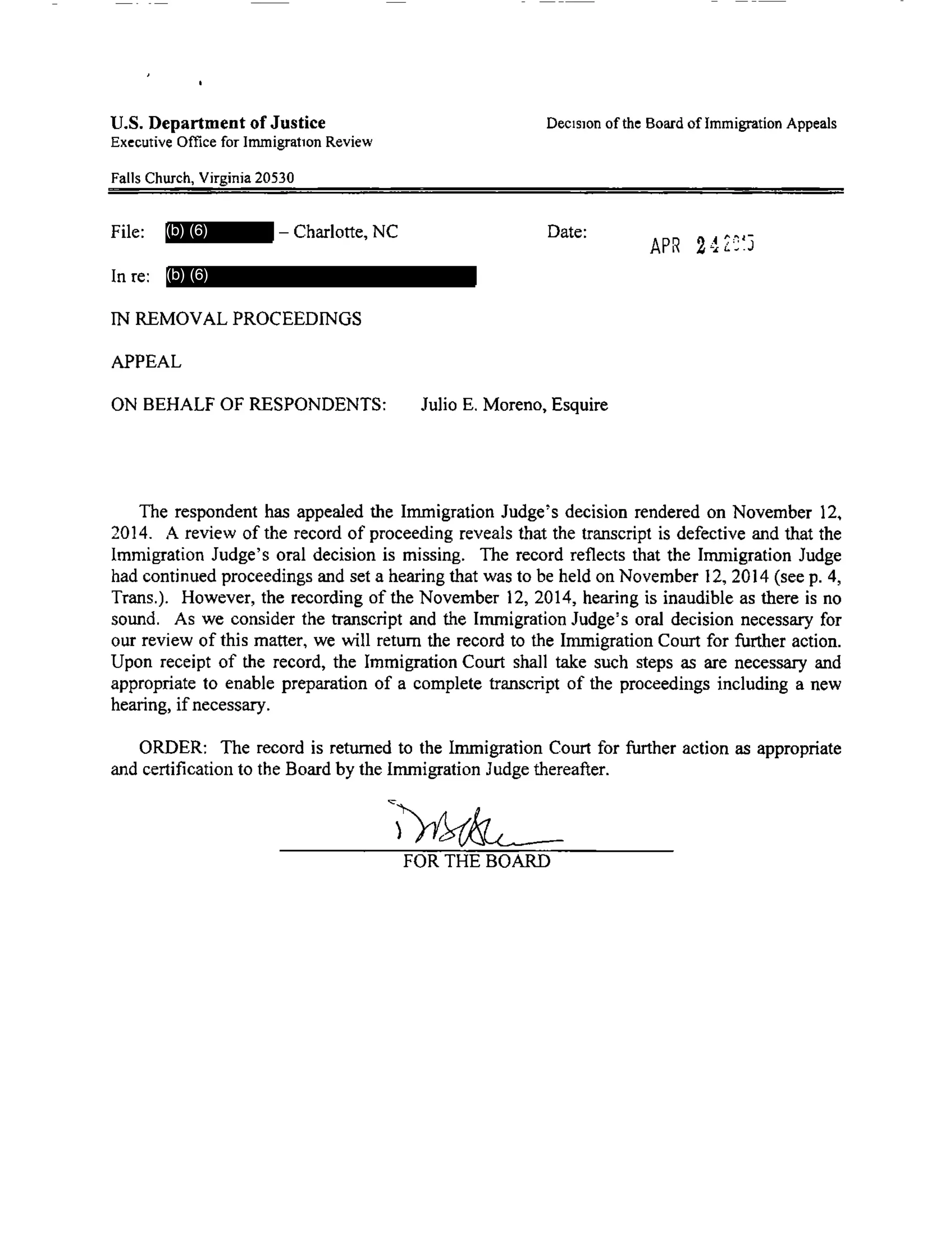 BIA Remands of Immigration Judge Theresa Holmes-Simmons from 01/01/2014 ...