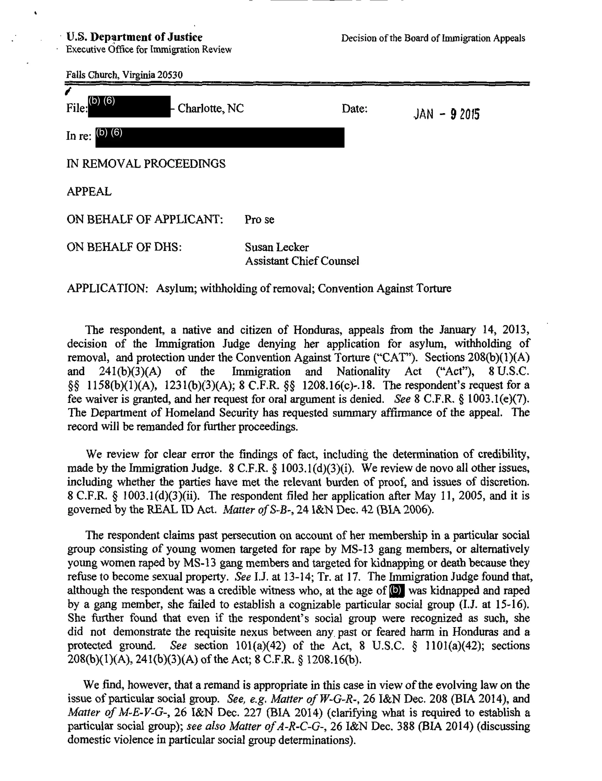BIA Remands of Immigration Judge Theresa Holmes-Simmons from 01/01/2014 ...