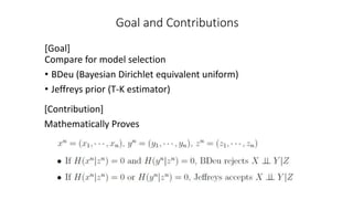 Jeffreys' and BDeu Priors for Model Selection | PPTX