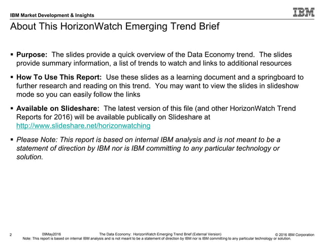 The Data Economy: 2016 Horizonwatch Trend Brief | PPT
