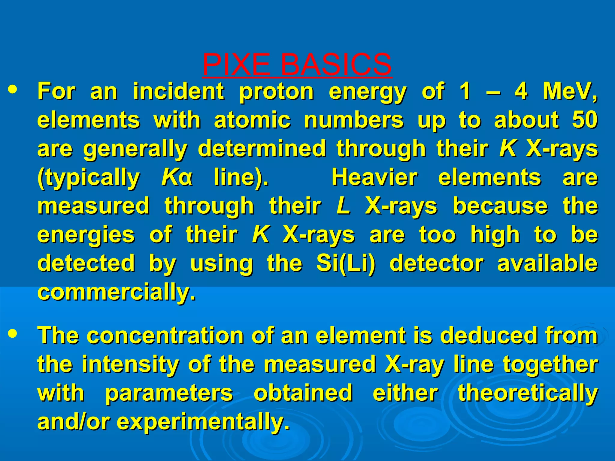 2018 HM PIXE PARTICLE -INDUCED X-RAY EMISSION AN ANALYTICAL TECHNIQUE | PPT