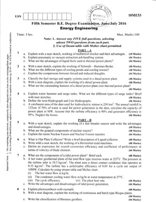 5th Semester Mechanical Engineering (June-2016) Question Papers | PDF