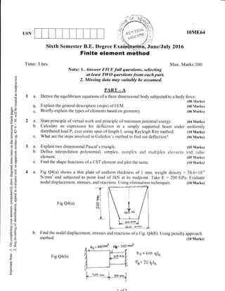 6th Semester Mechanical Engineering (June-2016) Question Papers | PDF