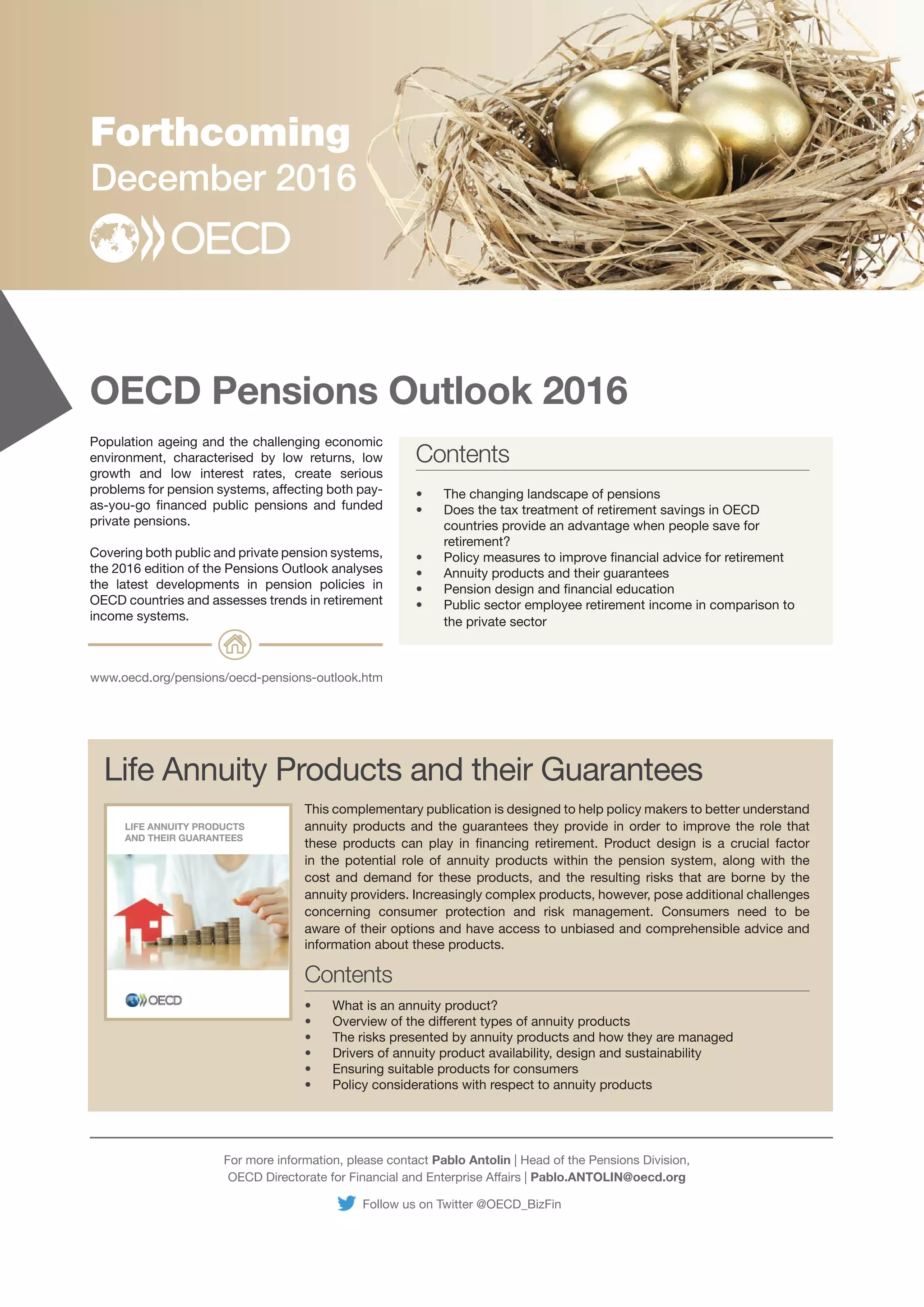 OECD Pensions Outlook - 2016 Flyer | PDF | Personal Finance