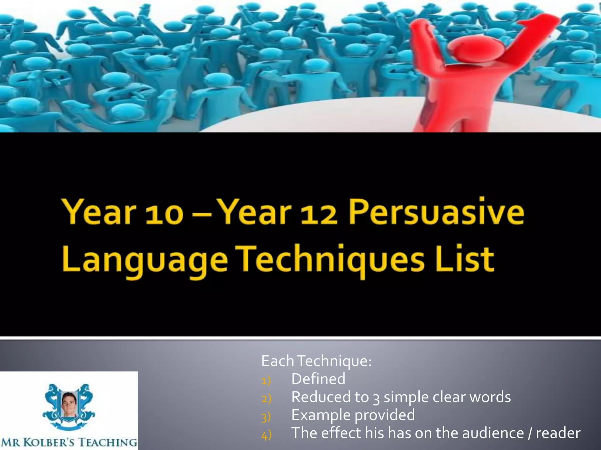 Persuasive Language Techniques List | PPTX
