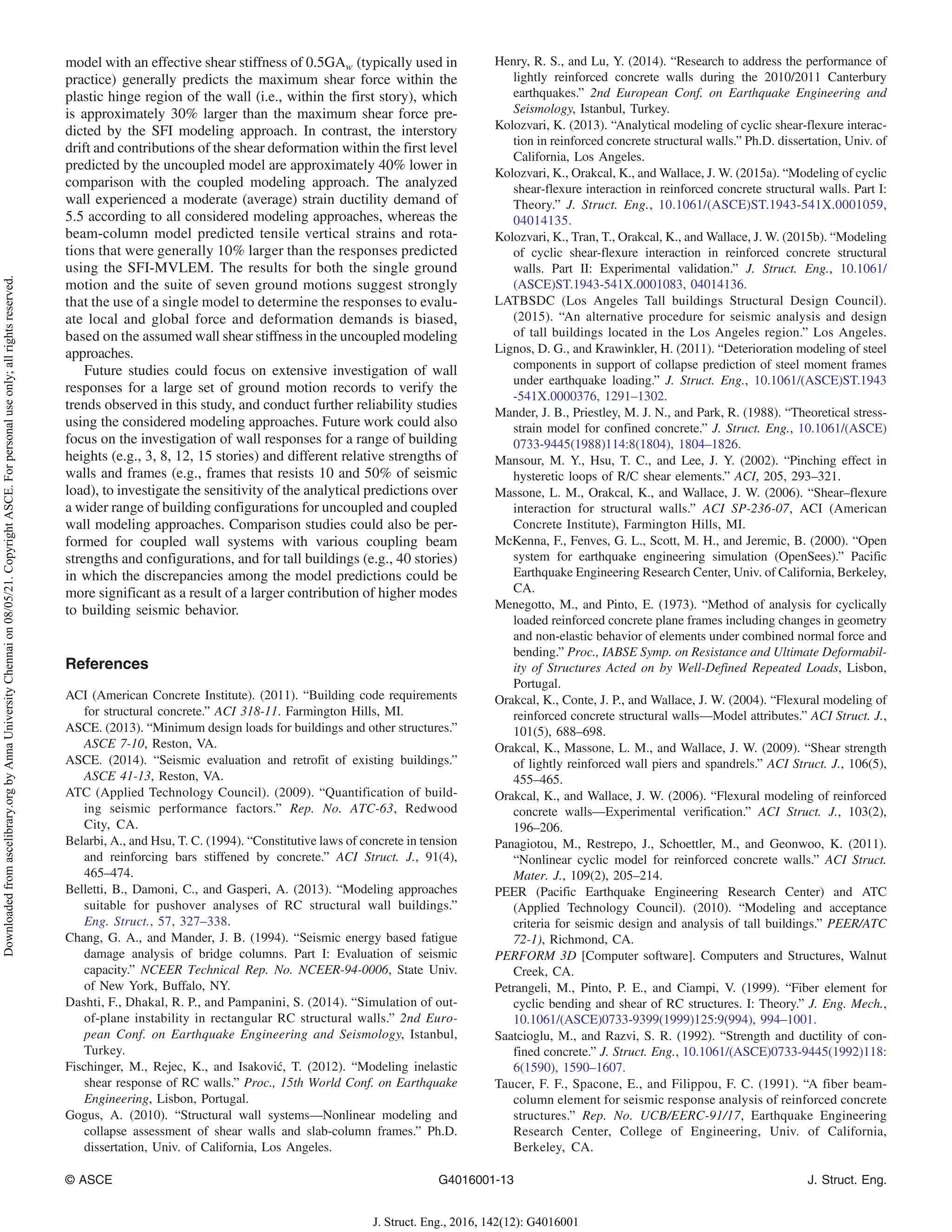 2016 Practical Nonlinear Modelof Reinforced Concrete Structural Walls Pdf