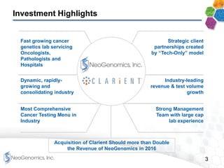 NeoGenomics company overview presentation 1.21.16