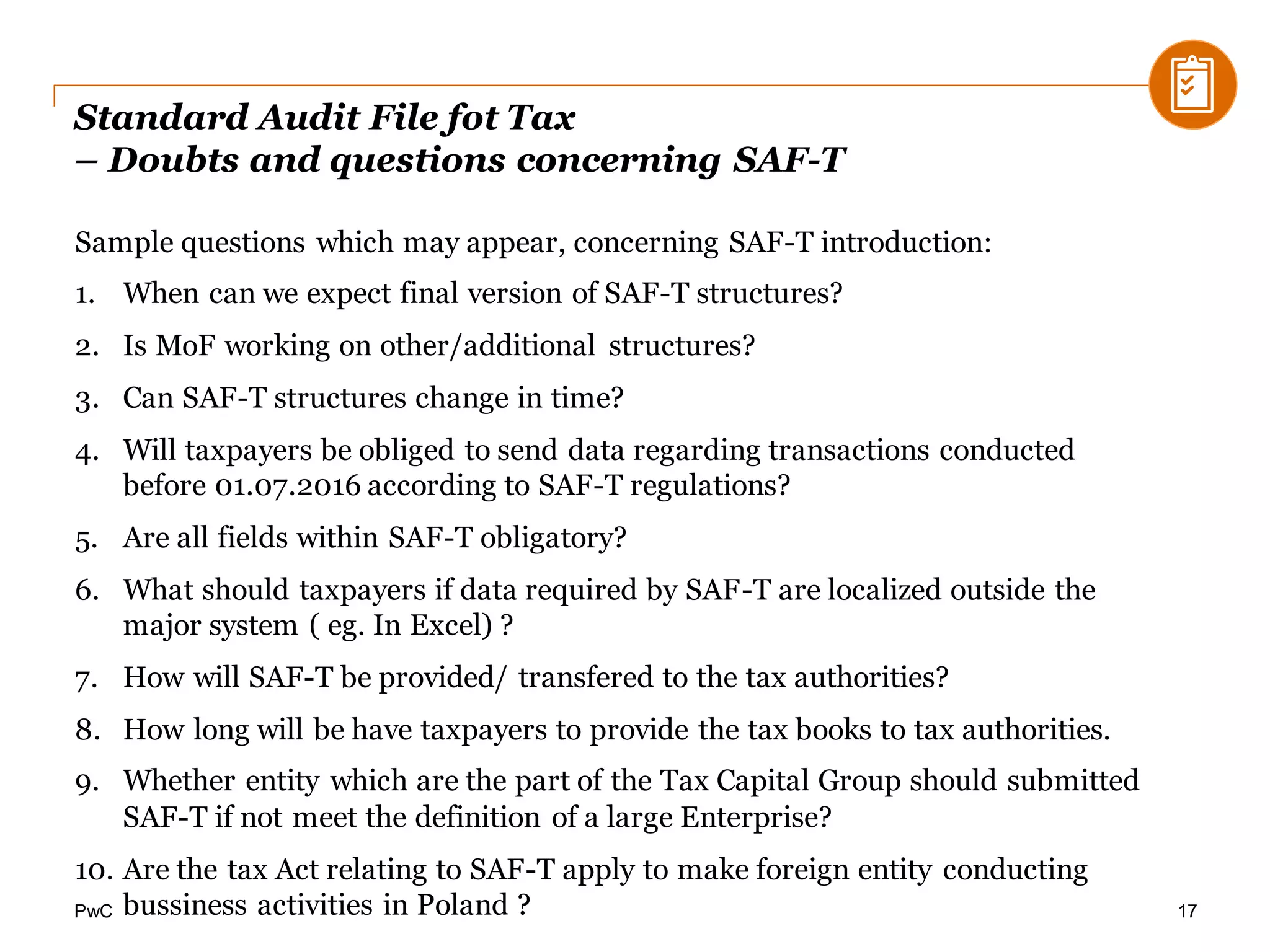 Standard Audit File for Tax | PDF