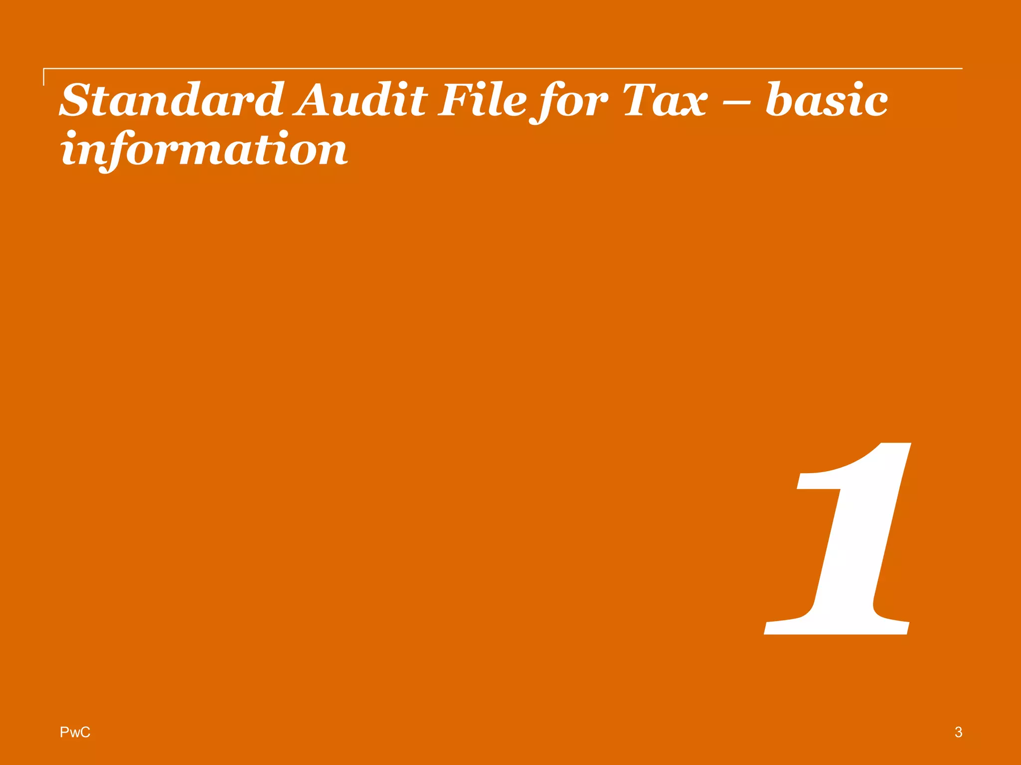 Standard Audit File for Tax | PDF