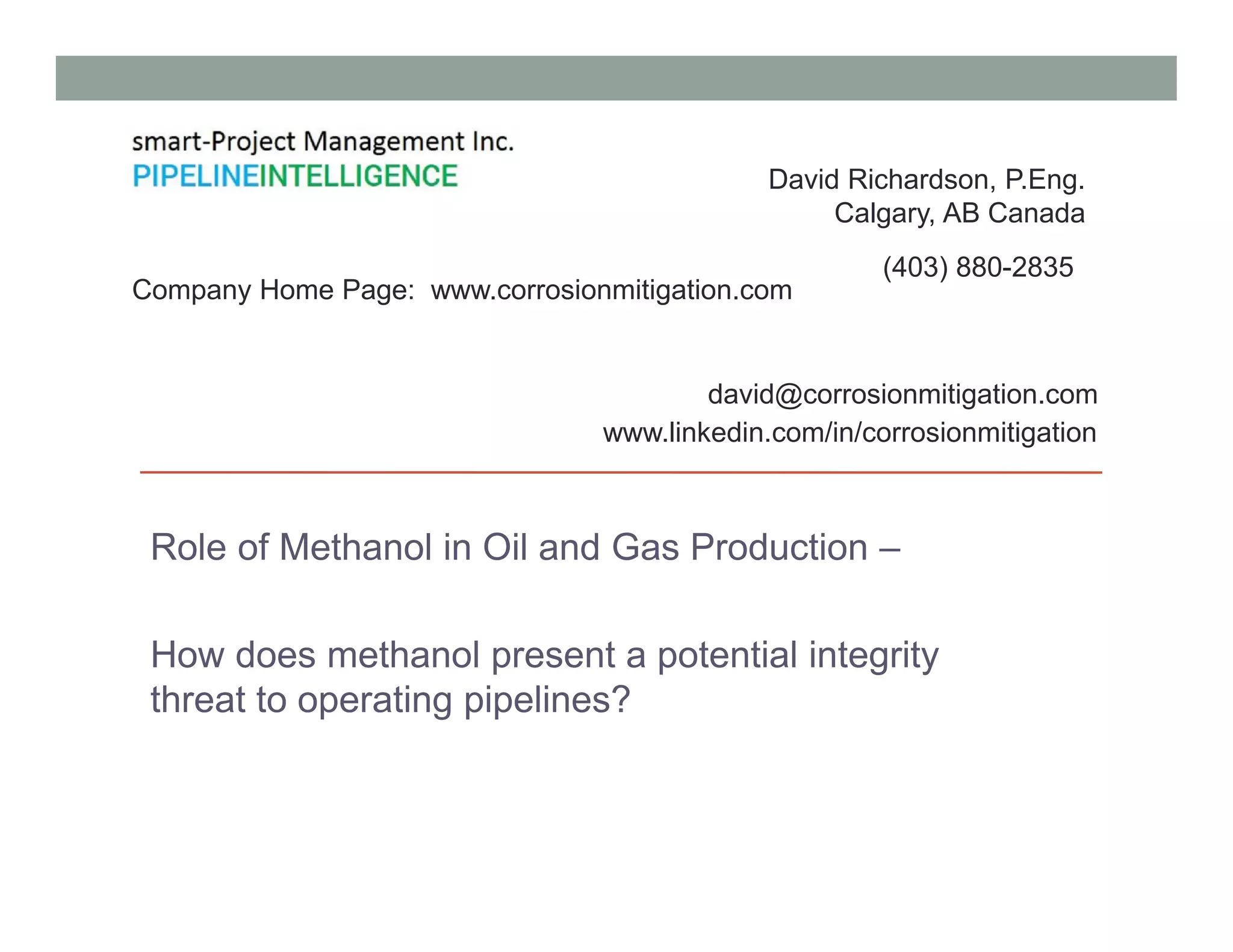 Stop Methanol from Corroding Wet Gas Pipelines | PDF | Chemistry | Science