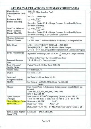 API 570 Formula sheet | PDF