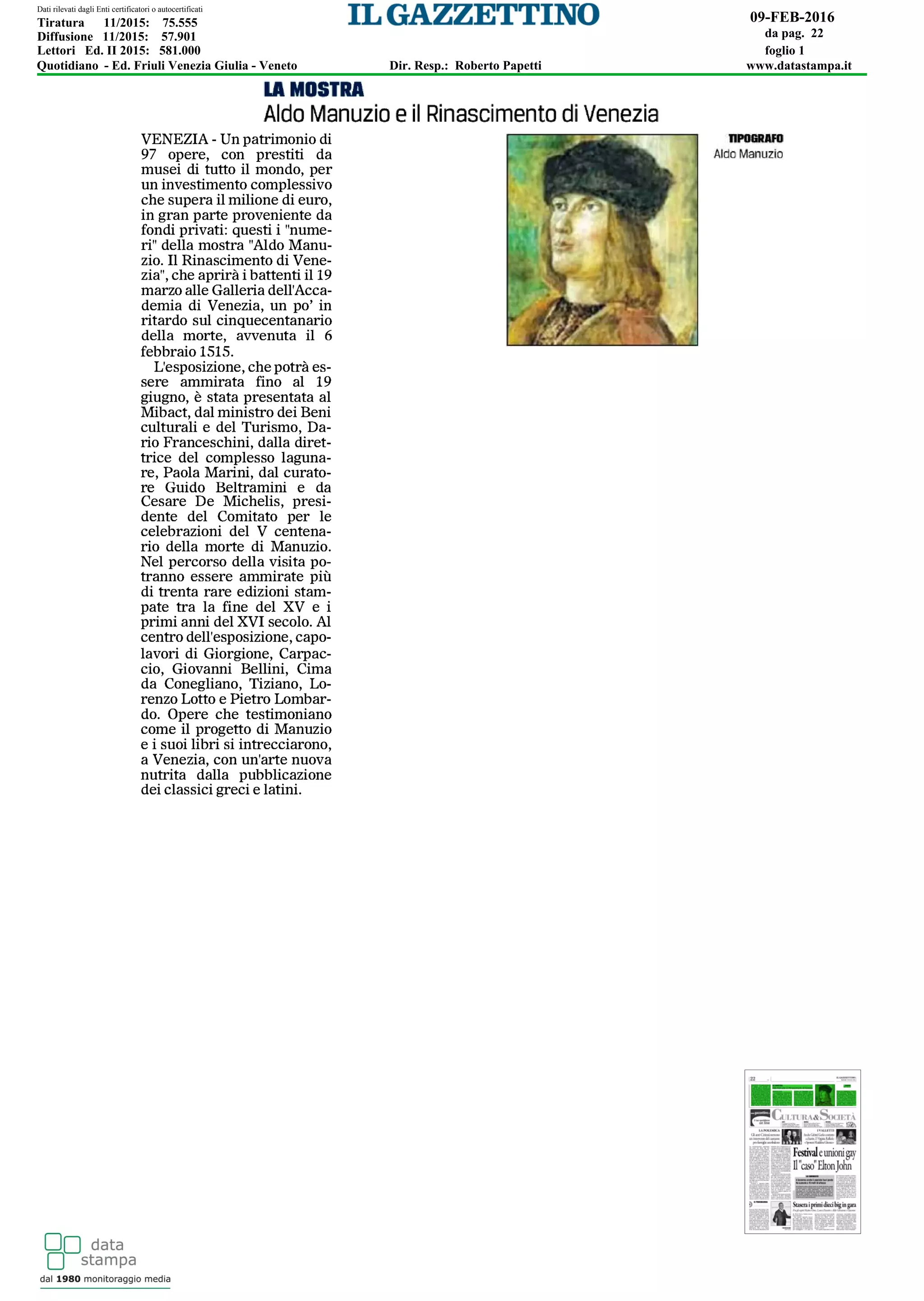 Aldo Manuzio - Il Gazzettino | PDF