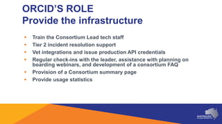 Launching a National ORCID Consortium - Roles and Responsibilities of ...
