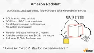 Building a data warehouse with Amazon Redshift … and a quick look at Amazon Machine Learning | PPT