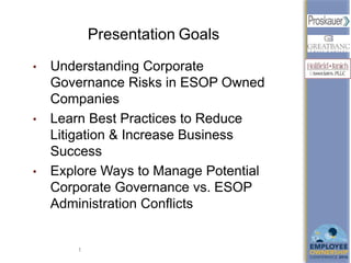 ESOP Fiduciary Duties & Corporate Governance: Compliance & Litigation ...