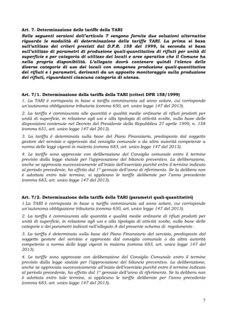 Schema di regolamento TARI: istruzioni per l'uso | PDF