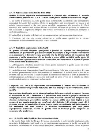 Schema di regolamento TARI: istruzioni per l'uso | PDF