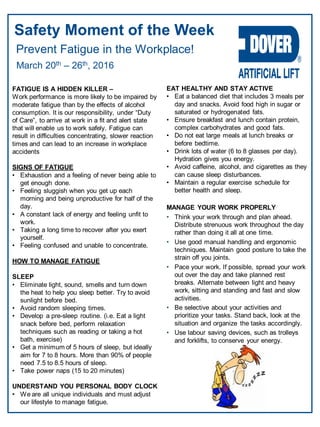 Dover ALS Safety Moment of the Week 21-Mar-2016 | PDF